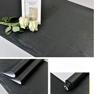 17.7"x78.7" Black Wood Grain Contact Paper Self-Adhesive Peel Stick Countertop Shelf Liner Removable Drawer Sticker Vinyl Film for Home Office Furniture