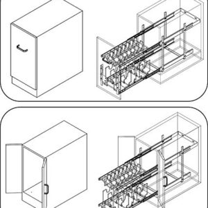 Mecete Pull Out Cabinet Base Organizer Pull-Out 2-Tier Base Cabinet Cookware Organizer (12 Inches) for Pots, Pans, and Lid Cookware, Chrome