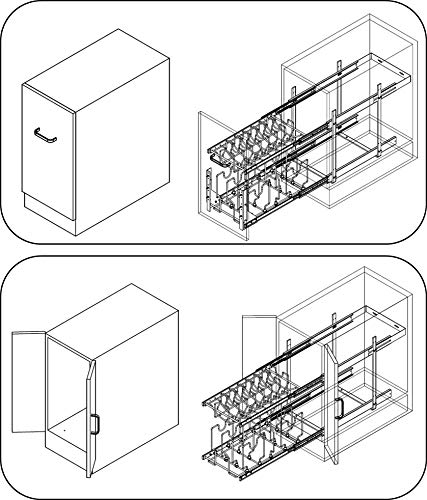 Mecete Pull Out Cabinet Base Organizer Pull-Out 2-Tier Base Cabinet Cookware Organizer (12 Inches) for Pots, Pans, and Lid Cookware, Chrome