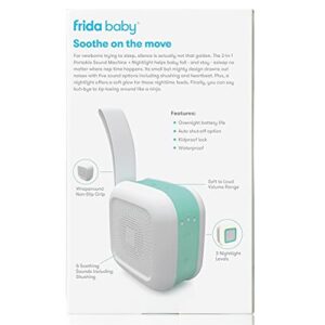 2-in-1 Portable Sound Machine + Nightlight by Frida Baby White Noise Machine with Soothing Sounds for Stroller or Car Seat with Volume Control