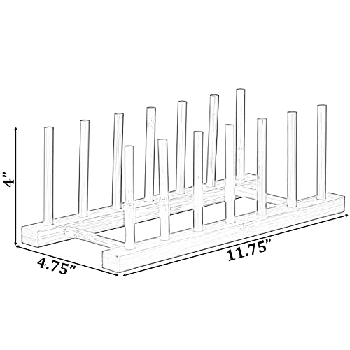 Basicwise Set of 2 Bamboo Wooden Dish Drainer Rack, Plate Rack, and Drying Drainer (6 Grid)