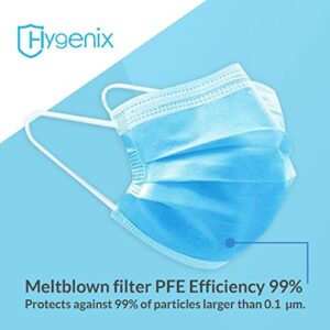 Hygenix 3ply Disposable Face Masks PFE 99% Filter Quality Tested by a US lab (Pack of 50 Pcs)