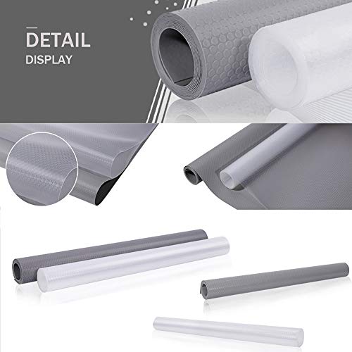 Yachee 3 Rolls EVA Cabinet Liners, Non-Slip Non-Adhesive Shelf Liners for Kitchen Cabinets Cupboard Drawer Cushion Shelves, DIY Multipurpose Refrigerator Liners, 18 x 60- Light Grey