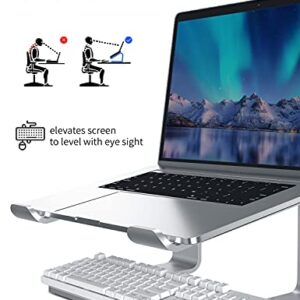 SOUNDANCE Laptop Stand, Aluminum Computer Riser, Ergonomic Laptops Elevator for Desk, Metal Holder Compatible with 10 to 15.6 Inches Notebook Computer, Silver