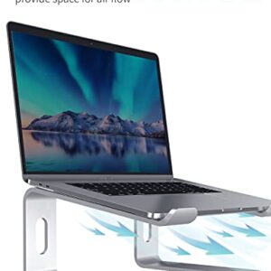 SOUNDANCE Laptop Stand, Aluminum Computer Riser, Ergonomic Laptops Elevator for Desk, Metal Holder Compatible with 10 to 15.6 Inches Notebook Computer, Silver