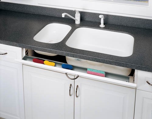 Tip-Out Tray Slim Cut-To-Size with 1 Pair ETH Hinges/End Caps Sink & Base Accessories - 6541-36-11-ETH - 36"W x 1-11/16"D x 3-15/16"H - White