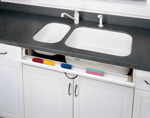 Tip-Out Tray Slim Cut-To-Size with 1 Pair ETH Hinges/End Caps Sink & Base Accessories - 6541-36-11-ETH - 36"W x 1-11/16"D x 3-15/16"H - White