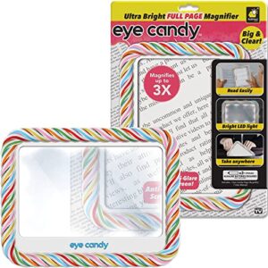 eye candy ultra bright full page magnifier and book light, as seen on tv anti glare reading light makes pages 3x bigger with dimmable brightness