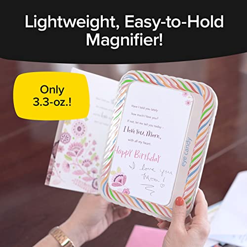 Eye Candy Ultra Bright Full Page Magnifier and Book Light, As Seen On TV Anti Glare Reading Light Makes Pages 3X Bigger with Dimmable Brightness