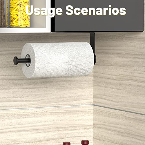 Fudontte Paper Towel Holder Wall-Mounted Tissue Holder with Damping Effect Self-Adhesive or Screw for Kitchen Bathroom