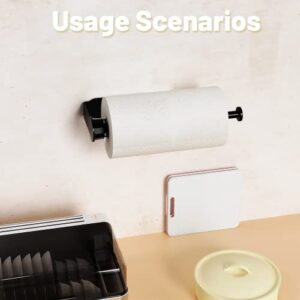 Fudontte Paper Towel Holder Wall-Mounted Tissue Holder with Damping Effect Self-Adhesive or Screw for Kitchen Bathroom