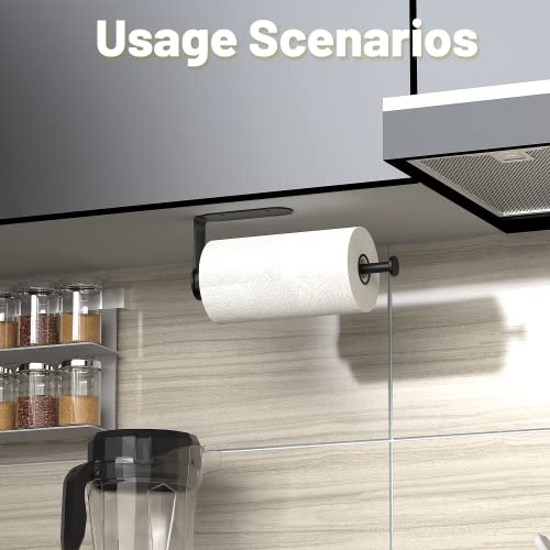 Fudontte Paper Towel Holder Wall-Mounted Tissue Holder with Damping Effect Self-Adhesive or Screw for Kitchen Bathroom