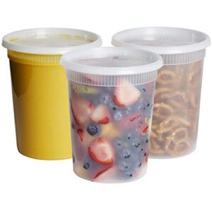 comfy package [24 sets – 32 oz.] plastic deli food storage containers with airtight lids