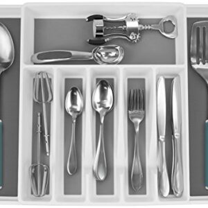 Sorbus Flatware Drawer Organizer, Expandable Cutlery Drawer Trays for Silverware, Serving Utensils, Multi-Purpose Storage for Kitchen, Office, Bathroom Supplies (Cutlery Drawer Organizer - White)