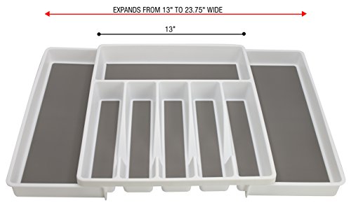 Sorbus Flatware Drawer Organizer, Expandable Cutlery Drawer Trays for Silverware, Serving Utensils, Multi-Purpose Storage for Kitchen, Office, Bathroom Supplies (Cutlery Drawer Organizer - White)