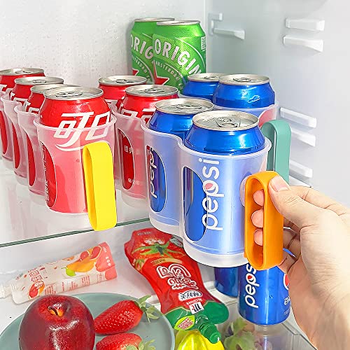 Soda Can & Bottles Organizer for Refrigerator,Beverage Storage for Kitchen Cabinet Organizer,Canned Food Bin Stackable Dispenser with handle for Freezer Fridge (yellow)