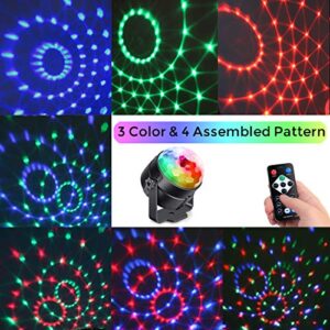 [2-Pack] Sound Activated Party Lights with Remote Control Dj Lighting, RGB Disco Ball Light, Strobe Lamp 7 Modes Stage Par Light for Home Room Dance Parties Bar Karaoke Christmas Wedding Show Club