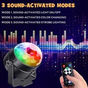 [2-Pack] Sound Activated Party Lights with Remote Control Dj Lighting, RGB Disco Ball Light, Strobe Lamp 7 Modes Stage Par Light for Home Room Dance Parties Bar Karaoke Christmas Wedding Show Club