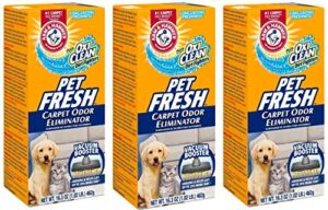 arm & hammer pet fresh carpet odor eliminator plus oxi clean dirt fighters (pack of 3), 48.9 ounce