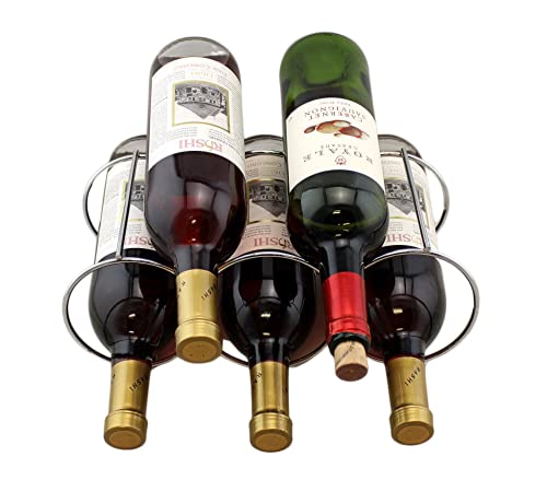 Stackable Table Top Wine Rack Bottle Holder (Silver)