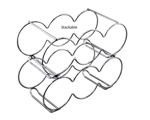 Stackable Table Top Wine Rack Bottle Holder (Silver)