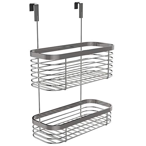 BZ Products Lilimpact Metal Over the Cabinet Kitchen Storage Organizer Basket for Kitchen Pantry- Large, Black (Chrome)