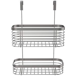 BZ Products Lilimpact Metal Over the Cabinet Kitchen Storage Organizer Basket for Kitchen Pantry- Large, Black (Chrome)