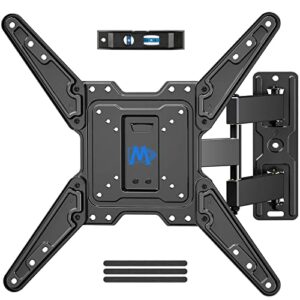 mounting dream tv wall mount for most 26-55 inch tvs, full motion tv mount with perfect center design on single stud articulating mount max vesa 400x400mm up to 77 lbs, wall mount tv bracket md2413-mx