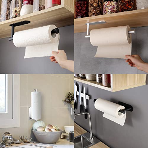 MORROLS Paper Towel Holder, Dish Towel Holder Wall Mounted Self-Adhesive or Drilling for Kitchen Under Cabinet, Under Cabinet Paper Towel Rolls Holder, SUS304 Stainless Steel