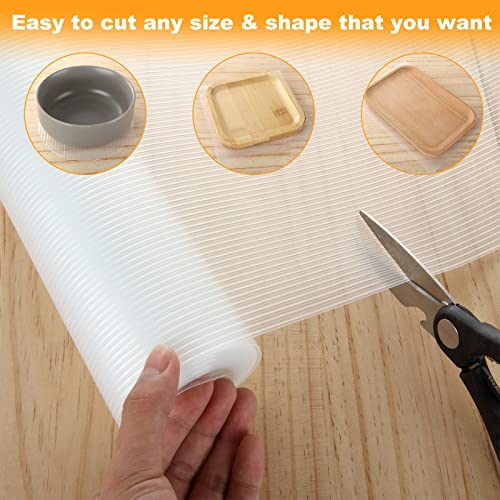 12 INCHES x 20 FEET Non-Slip Shelf Liner, Pack of 2, EVA Kitchen Liner, Non-Adhesive Liner, Original Smooth Shelf Liner, Durable Strong Grip Liner, Stain-Proof Shelf, Drawer, Cabinet Liner