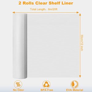 12 INCHES x 20 FEET Non-Slip Shelf Liner, Pack of 2, EVA Kitchen Liner, Non-Adhesive Liner, Original Smooth Shelf Liner, Durable Strong Grip Liner, Stain-Proof Shelf, Drawer, Cabinet Liner