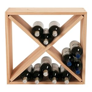 wine enthusiast 24 bottle compact cellar cube wine rack, natural