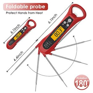 Instant Read Meat Thermometer for Cooking, Fast & Precise Digital Food Thermometer with Backlight, Magnet, Calibration, and Foldable Probe, Waterproof Grill Thermometer for Deep Fry, BBQ, Roast Turkey