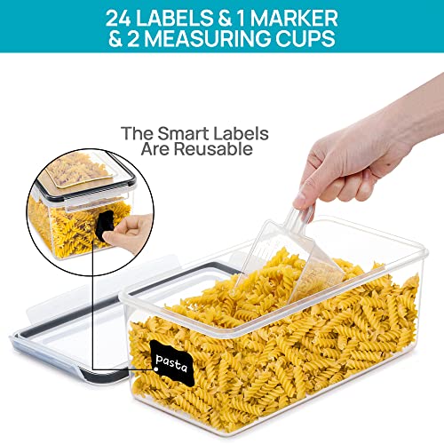 Vtopmart Airtight Food Storage Containers with Lids 4PCS Set 3.2L, Plastic Spaghetti Container for Pasta organizer, BPA Free Air Tight House Kitchen Pantry Organization and Storage