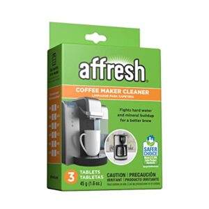 affresh coffee maker cleaner, works with multi-cup and single-serve brewers, 3 tablets