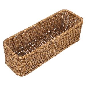 rattan storage basket, kitchen utensil holder woven rectangular storage baskets rattan flatware tray cutlery holders tableware storage box 26x9x8cm