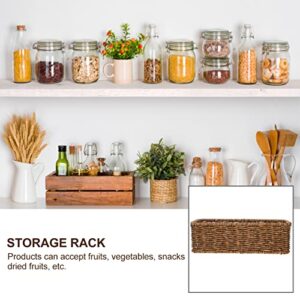 Rattan Storage Basket, Kitchen Utensil Holder Woven Rectangular Storage Baskets Rattan Flatware Tray Cutlery Holders Tableware Storage Box 26X9X8CM