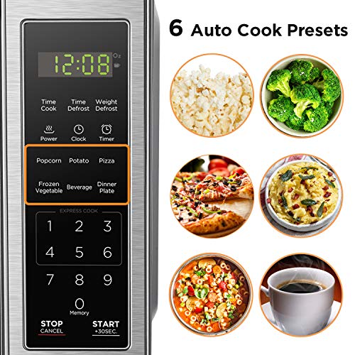 BLACK+DECKER EM720CB7 Digital Microwave Oven with Turntable Push-Button Door, Child Safety Lock, 700W, Stainless Steel, 0.7 Cu.ft