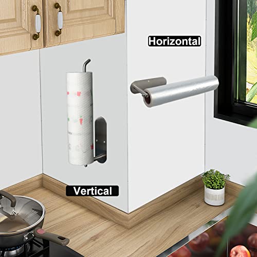 TocTen Paper Towel Holder Under Cabinet, Strong Self Adhesive Paper Towel Bar, No Drilling Paper Towels Bulk Easy to Install, 304 Stainless Steel Paper Towel Rack for Kitchen (Brushed Nickel,12 in)