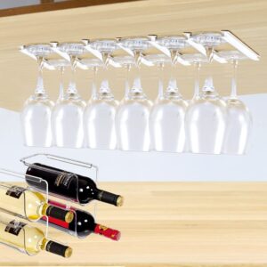 Wine Glass Holder,[No Driling] Adhesive Under Cabinet Wine Glasses Storage and Organization, Wine Glass Rack Suitable for Bar Kitchen Cabinet,Space Saving Stemware Racks Organizer