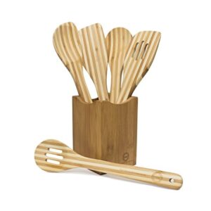 Bamboo Utensil Holder or Caddy for Kitchen Tools. Perfect Organizer for Stainless Steel, Ceramic, or Bamboo Spatulas, Spoons, and Flatware. Quality Home Collection