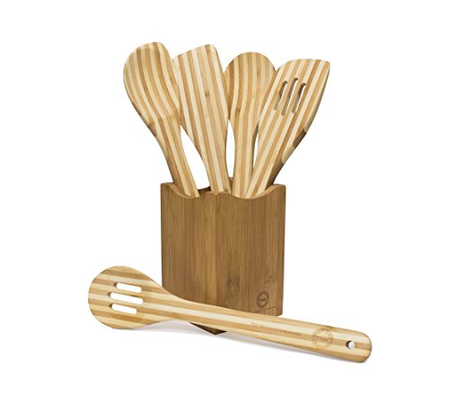 Bamboo Utensil Holder or Caddy for Kitchen Tools. Perfect Organizer for Stainless Steel, Ceramic, or Bamboo Spatulas, Spoons, and Flatware. Quality Home Collection