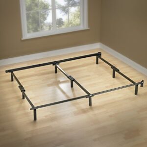 zinus compack metal bed frame / 7 inch support for box spring and mattress set, black, queen