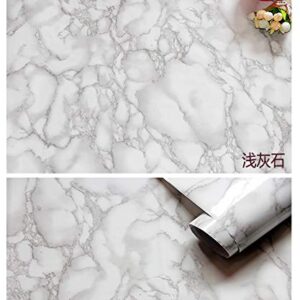 Grey Marble Look Wall Paper Gloss Film Vinyl Self Adhesive Backing Granite Shelf Liner Peel and Stick Wall Decal for Covering Counter Top Kitchen Cabinet (24''x79'')