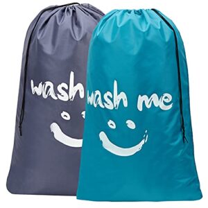 homest 2 pack xl wash me travel laundry bag, machine washable dirty clothes organizer, large enough to hold 4 loads of laundry, easy fit a laundry hamper or basket