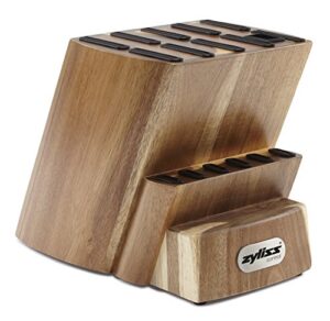 zyliss control wooden knife block – kitchen cutlery storage – knife block without knives – 16 slots with steak holders