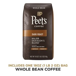 Peet's Coffee, Dark Roast Whole Bean Coffee - Major Dickason's Blend 18 Ounce Bag