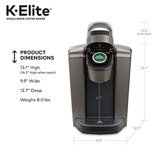 Keurig K-Elite Coffee Maker, Single Serve K-Cup Pod Coffee Brewer, With Iced Coffee Capability, Brushed Slate