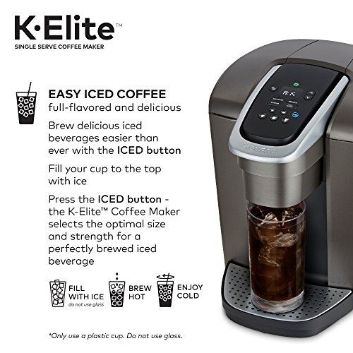 Keurig K-Elite Coffee Maker, Single Serve K-Cup Pod Coffee Brewer, With Iced Coffee Capability, Brushed Slate