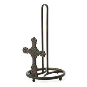 jemeni metal paper towel holder tabletop for kitchen bathroom, cross accent, bronze